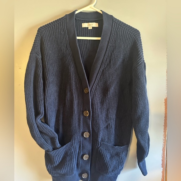 LOFT | Sweaters | Loft Heavy Sweater Jacket Navy | Poshmark